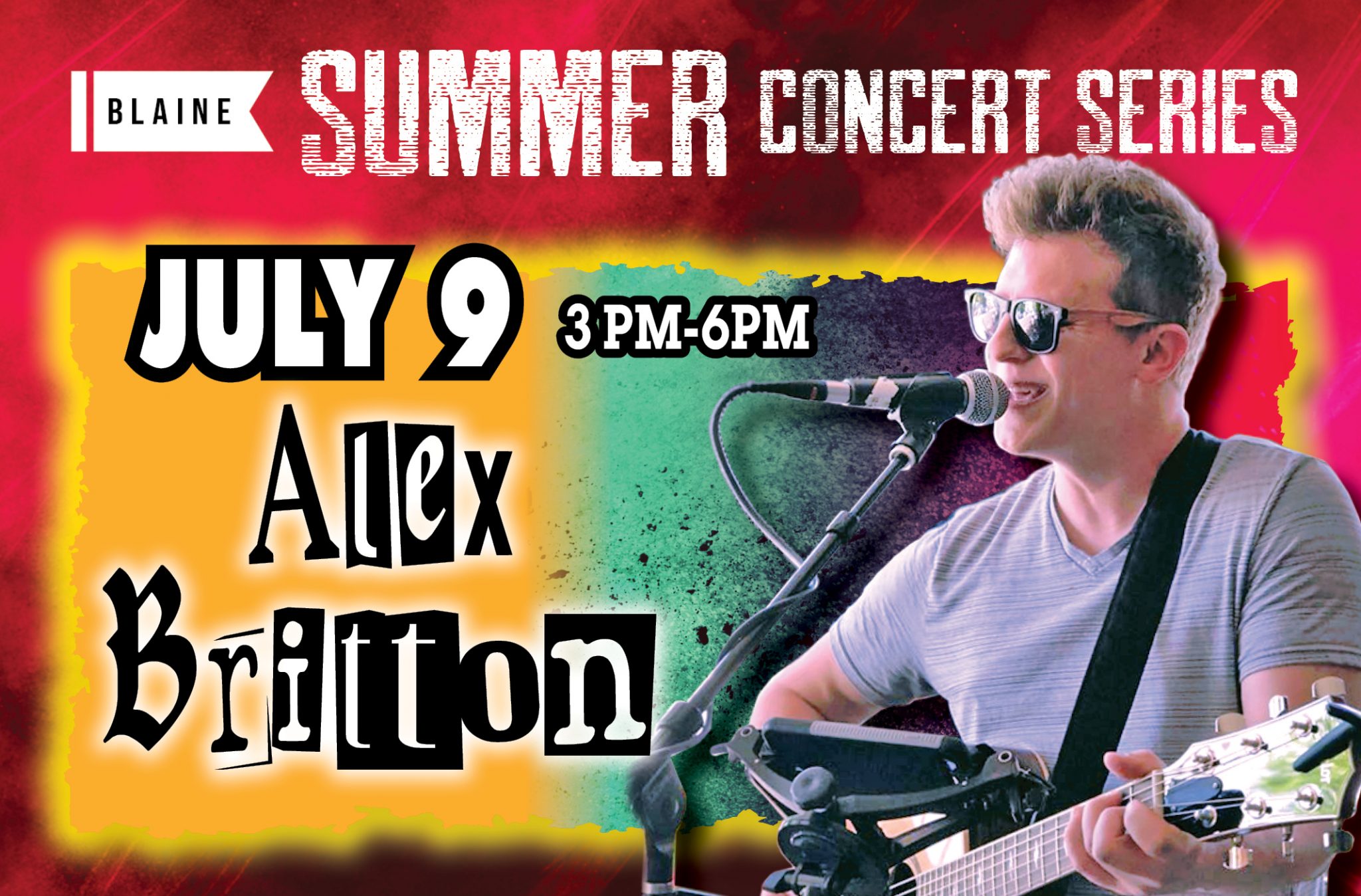 Alex Britton Muscian Play G Street Plaza in Blaine WA